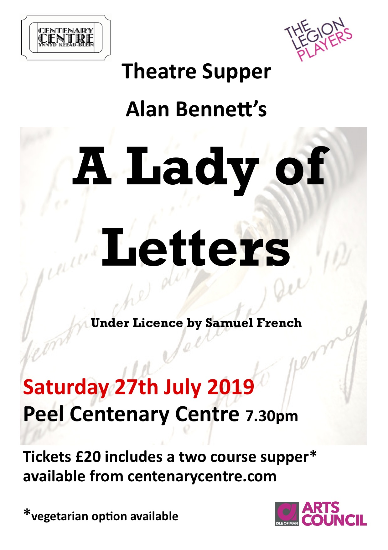 Theatre Supper – A Lady of Letters – Peel Centenary Centre